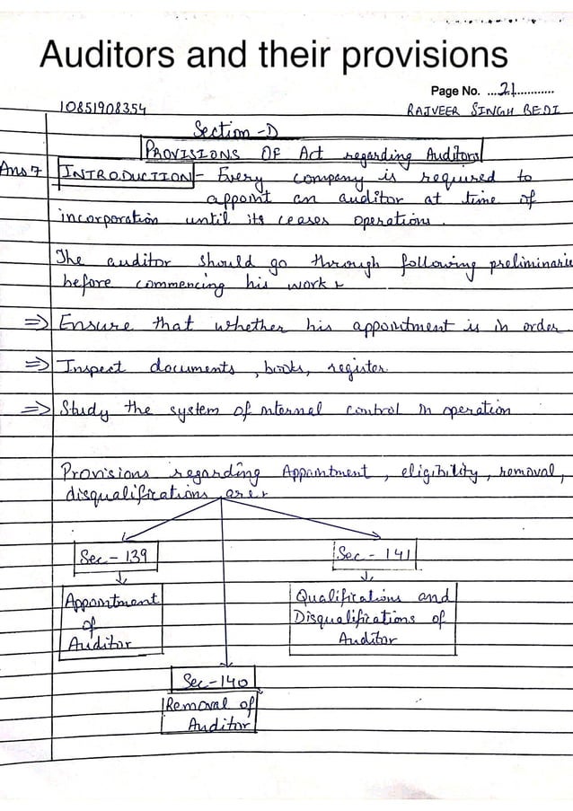 Auditing | B com -5th sem | Hand written Notes | by Ritish Bedi #RVIRGO ...