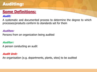 Auditing and inspection | PPTX