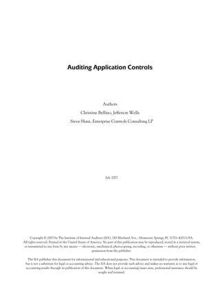 Auditing application controls | PDF | Computer Software and Applications | Computing