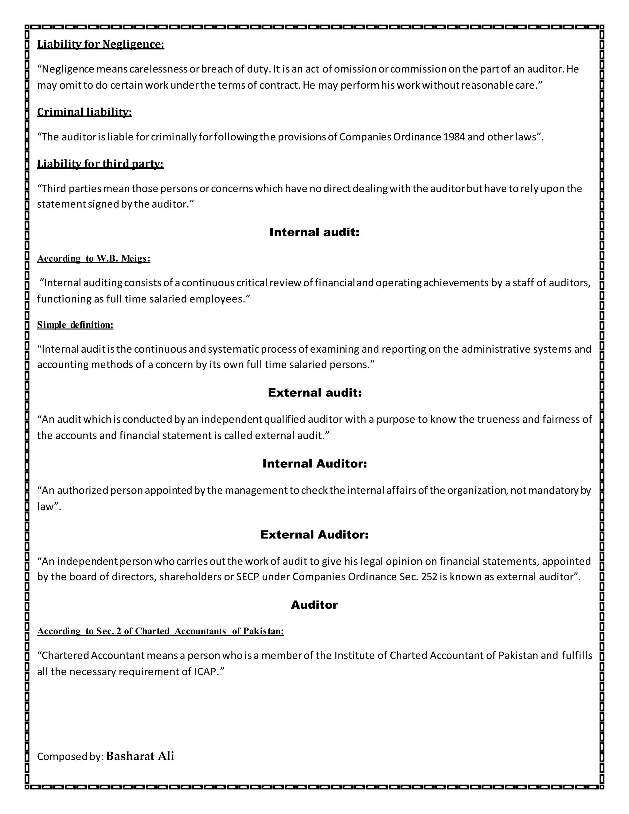 Auditing definition complied by basharat ali | DOCX