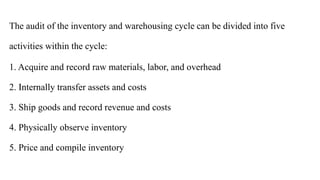 Comprehensive Audit of Inventory and Warehouse Cycle Processes | PPTX