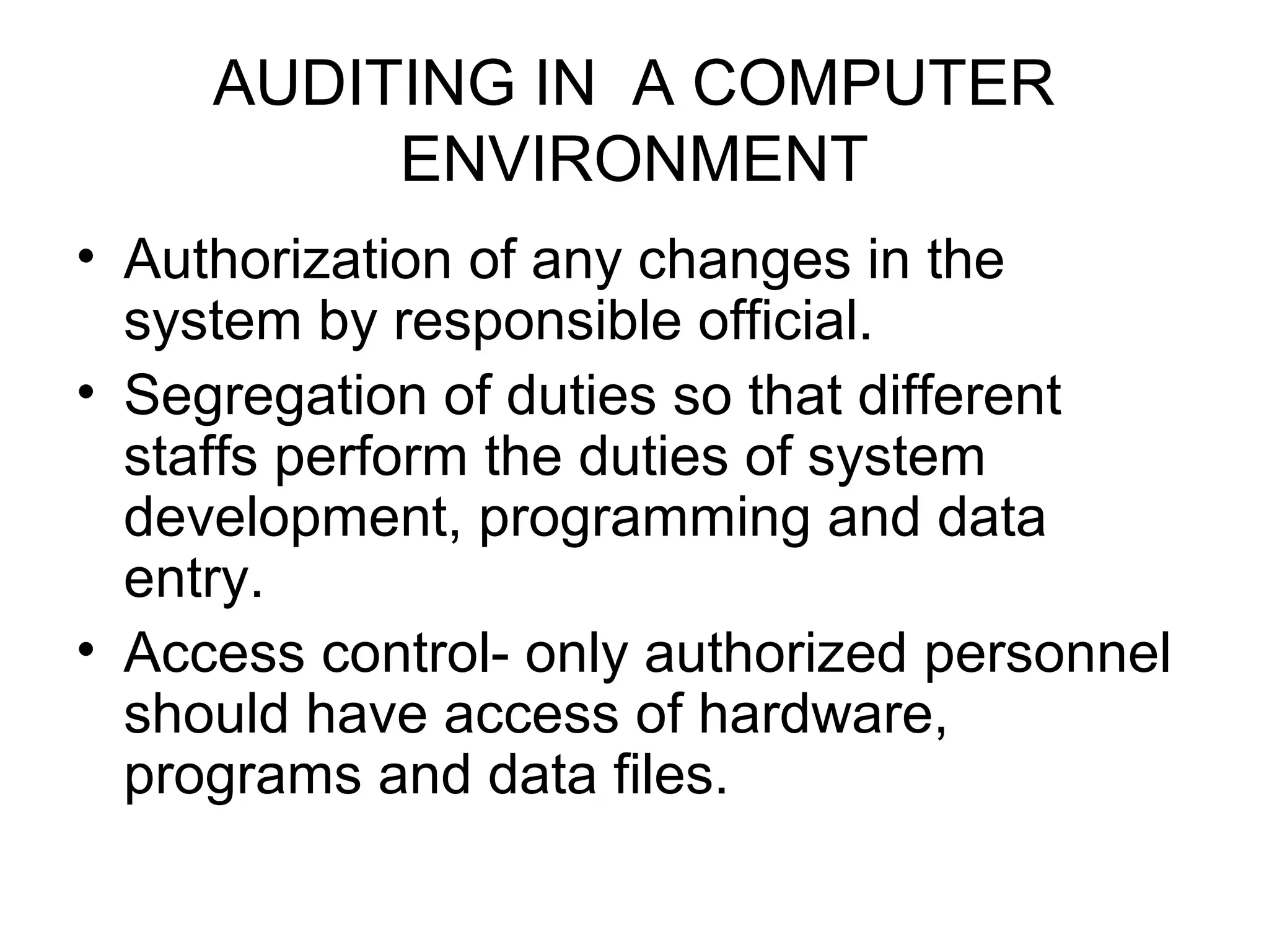 Auditing in a computer environment copy | PPT
