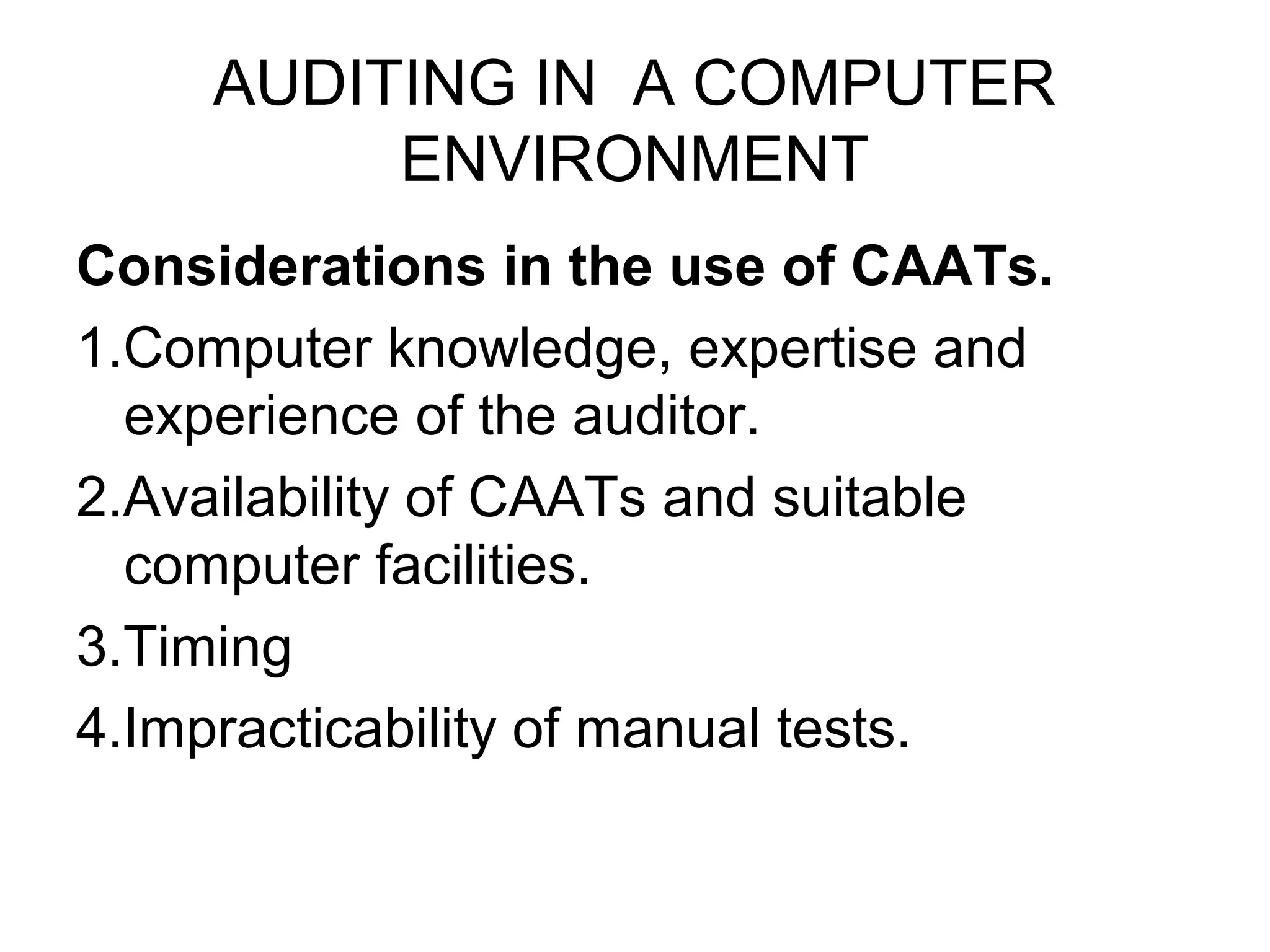 Auditing in a computer environment copy | PPT