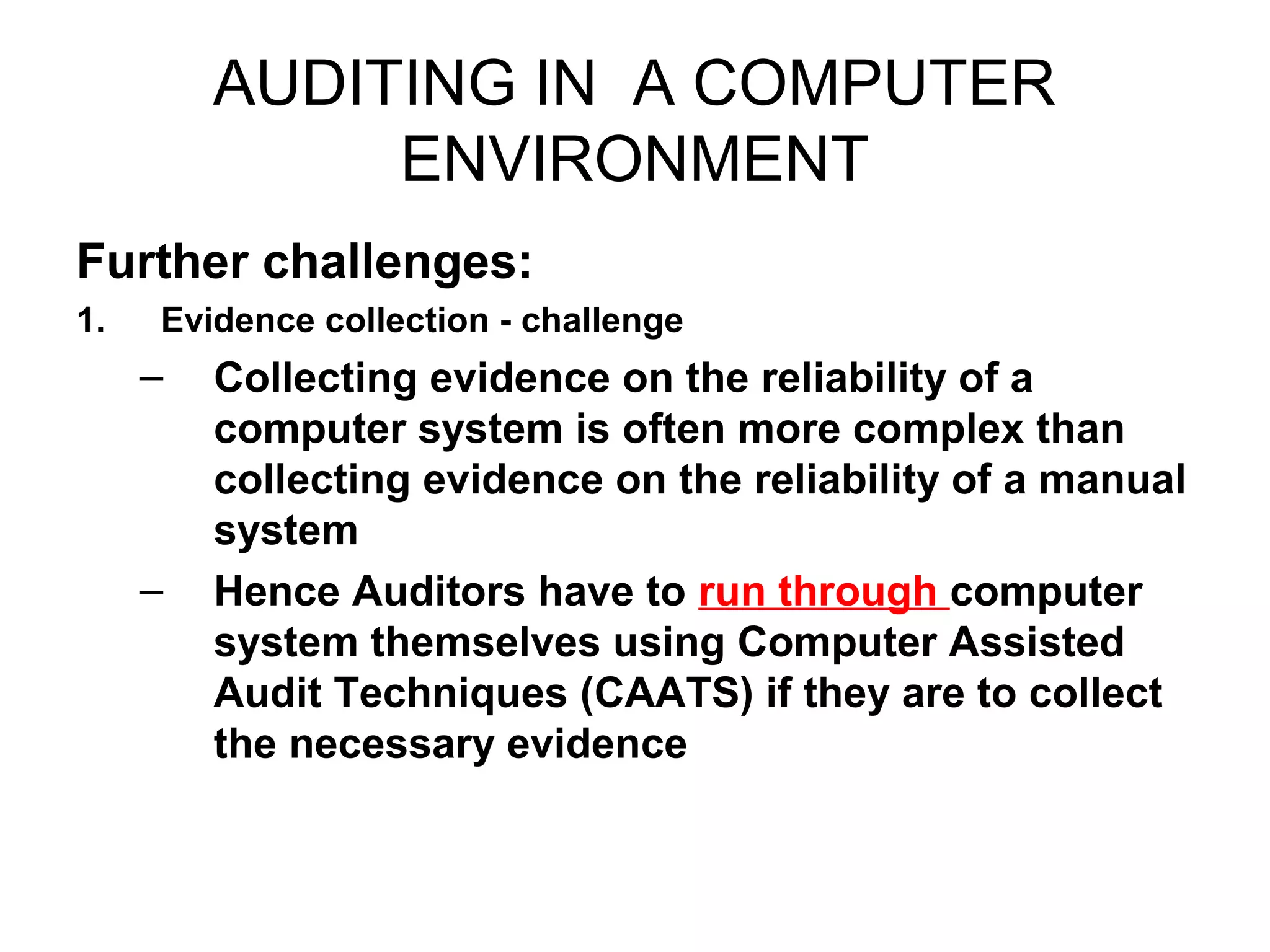 Auditing in a computer environment copy | PPT