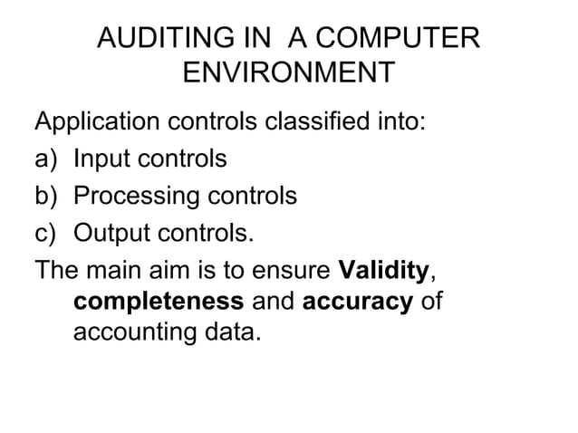 Auditing in a computer environment copy | PPT