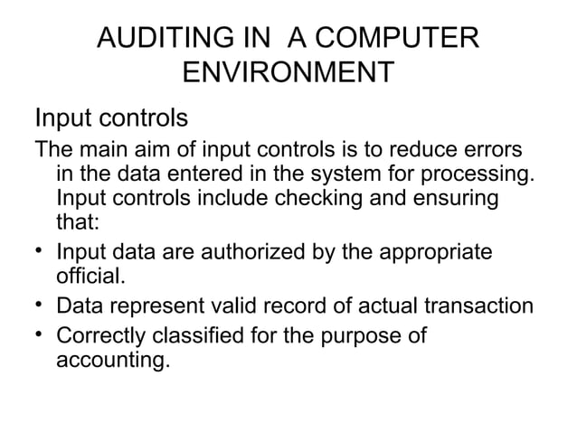 Auditing in a computer environment copy | PPT