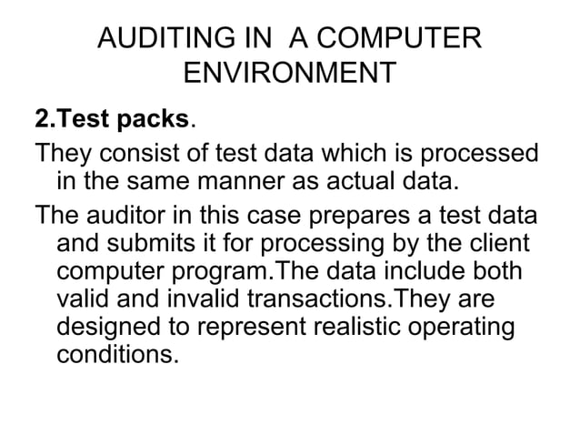 Auditing in a computer environment copy | PPT