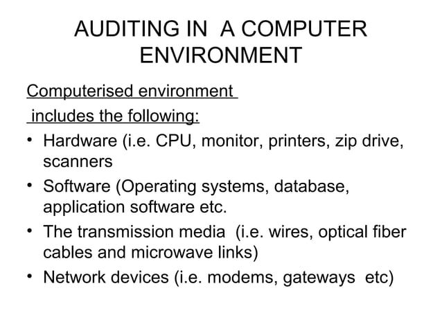 Auditing in a computer environment copy | PPT