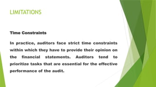 Auditing in General-meaning,objectives,advantages,limitations | PPTX