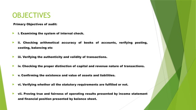Auditing in General-meaning,objectives,advantages,limitations | PPTX