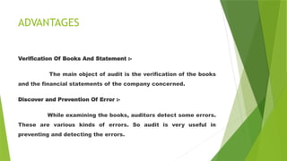 Auditing in General-meaning,objectives,advantages,limitations | PPT