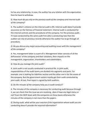 Auditing interview report by rahma aftab | PDF