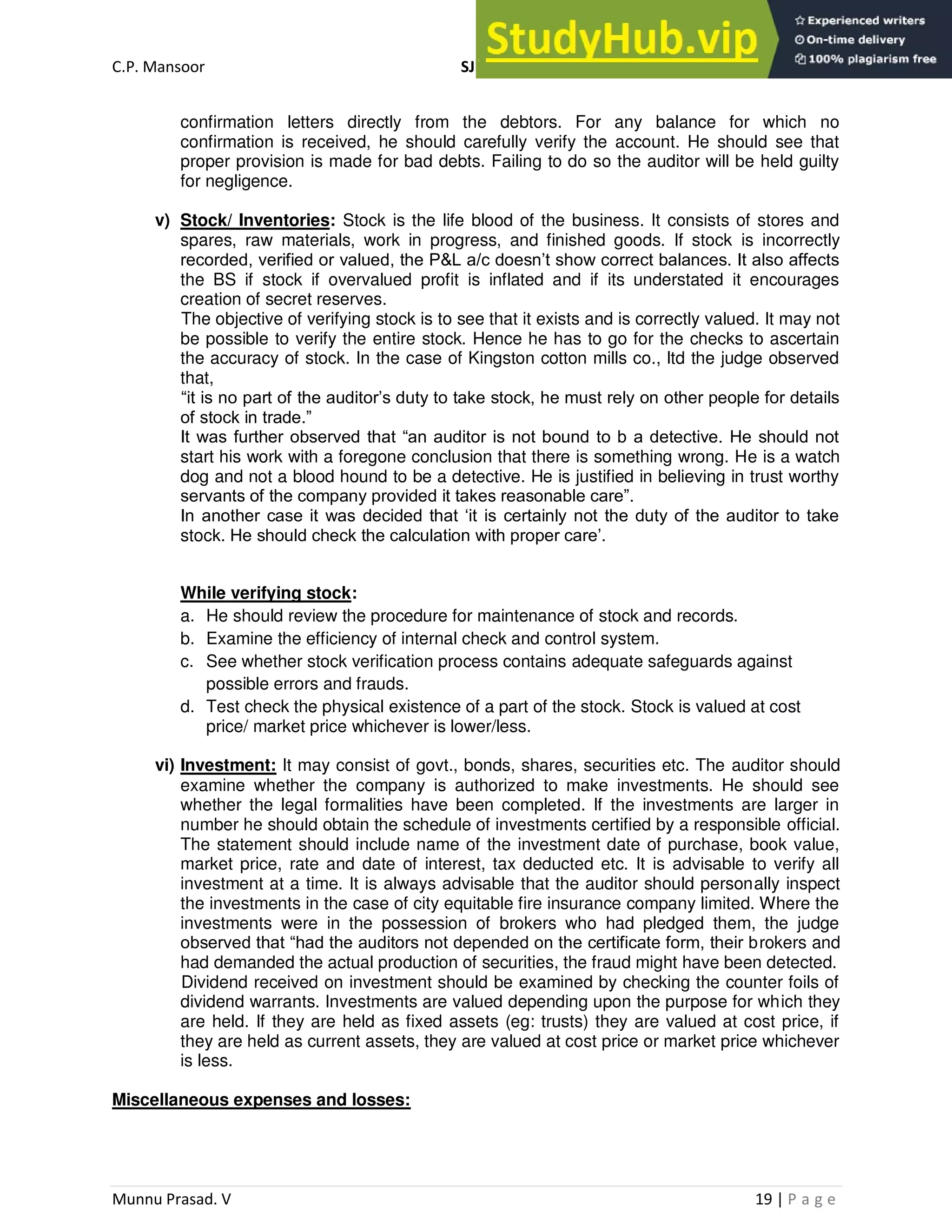 Auditing Notes. | PDF