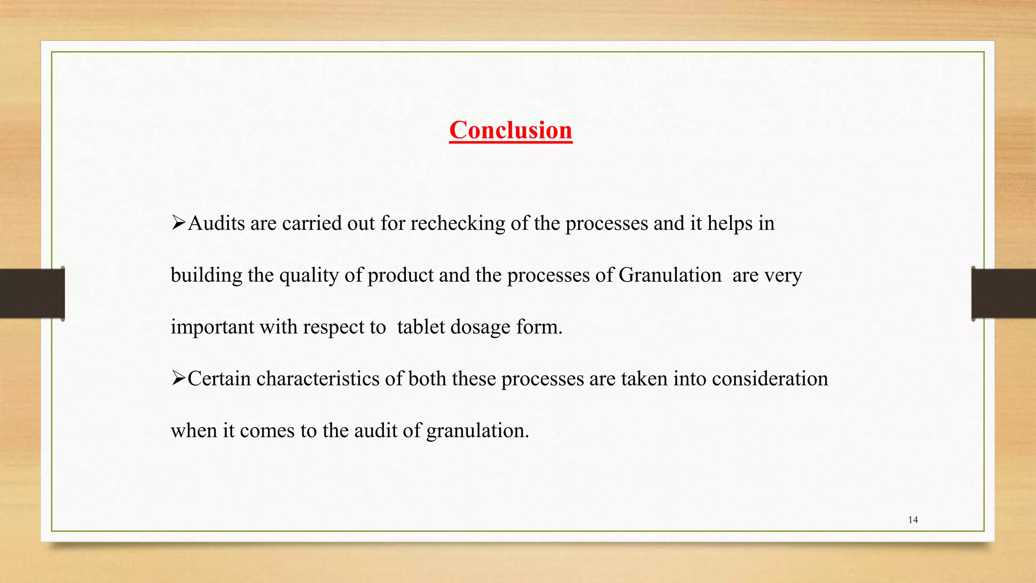 Auditing of Granulation Operation in Dry Production Area | PDF