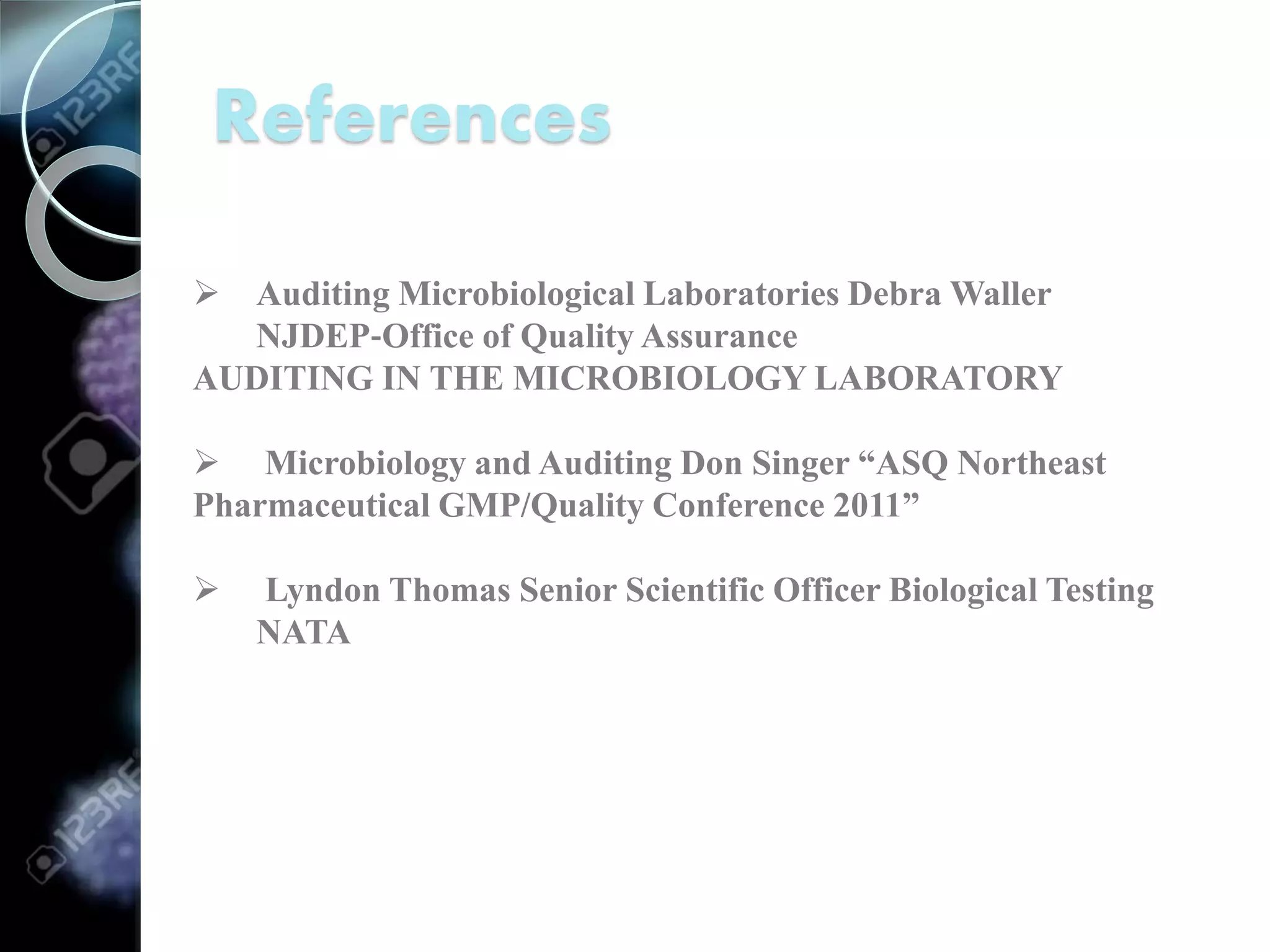Auditing of microbiology laboratory | PPTX