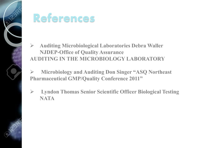 Auditing of microbiology laboratory | PPTX | Business | Business and Finance