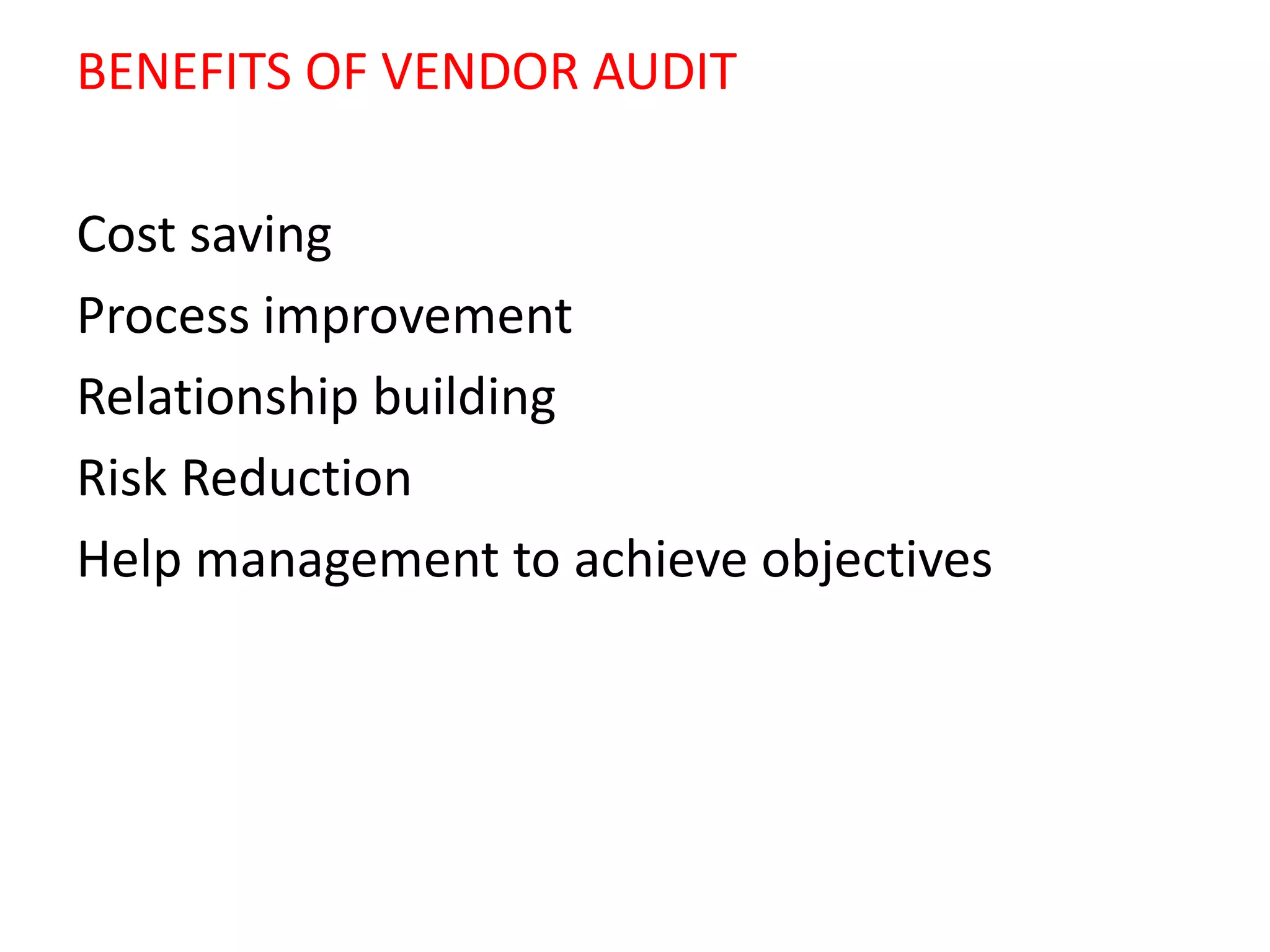 Auditing of vendors and production department | PPTX