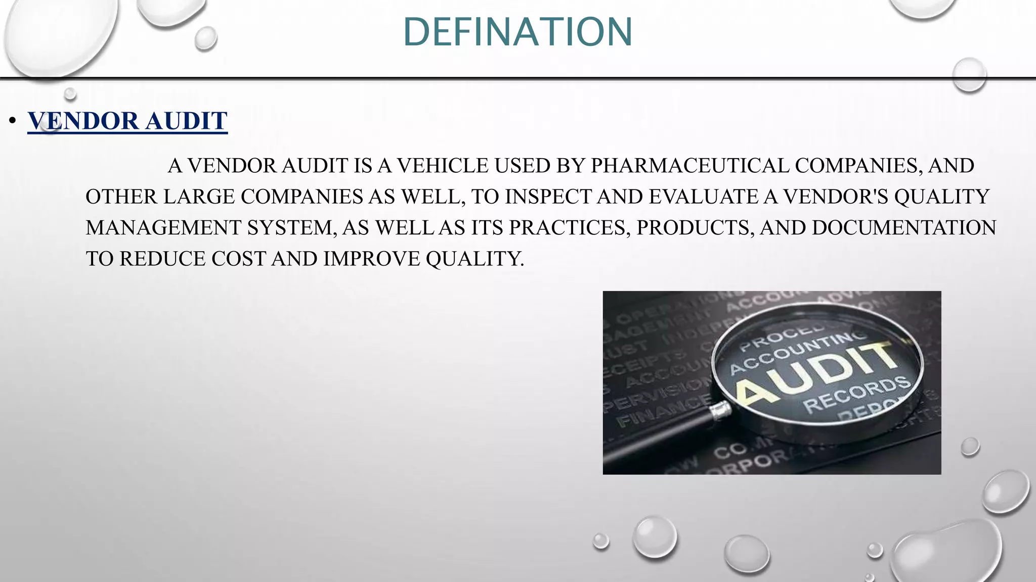 Auditing of vendors and production department | PPTX