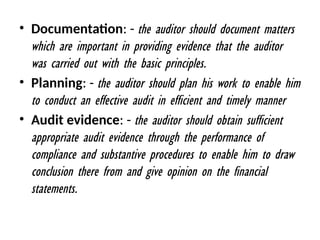 Auditing And Principles of standards one | PPTX