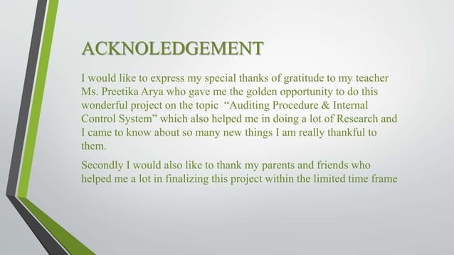 Auditing procedure & internal control system | PPT