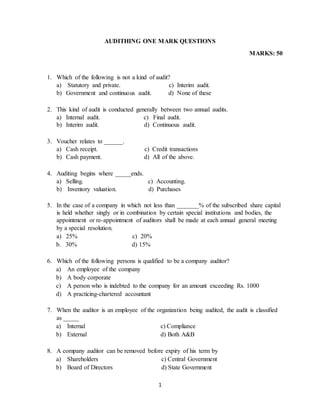 Auditing question paper | DOCX | Business Accounting & Finance | Business