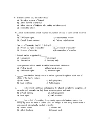 Auditing question paper | DOCX | Business Accounting & Finance | Business