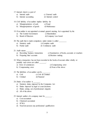 Auditing question paper | DOCX