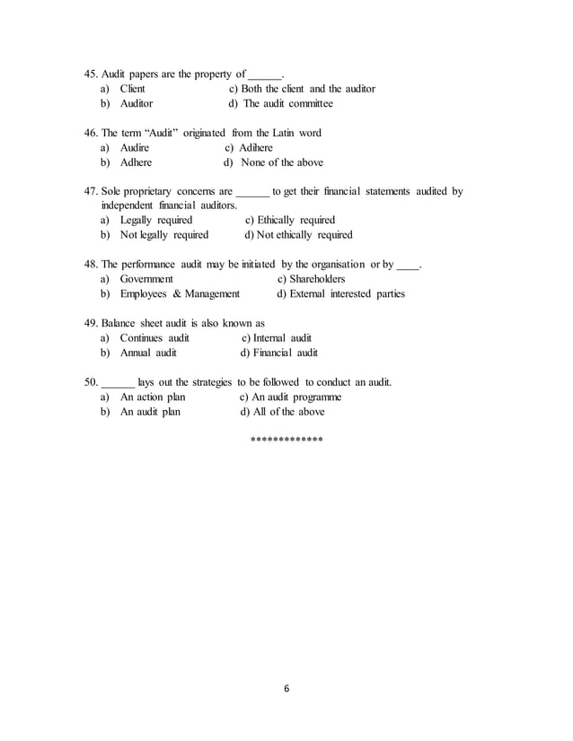 Auditing question paper | DOCX | Business Accounting & Finance | Business