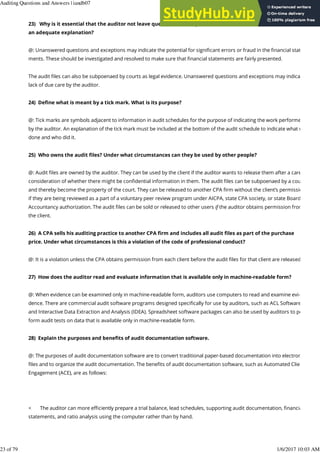 Auditing Questions And Answers | PDF