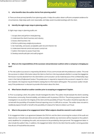 Auditing Questions And Answers | PDF