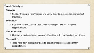 AUDITING RISK & HIRA REGISTERS.Hazards and Risk identification and ...