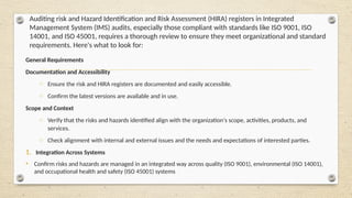 AUDITING RISK & HIRA REGISTERS.Hazards and Risk identification and ...