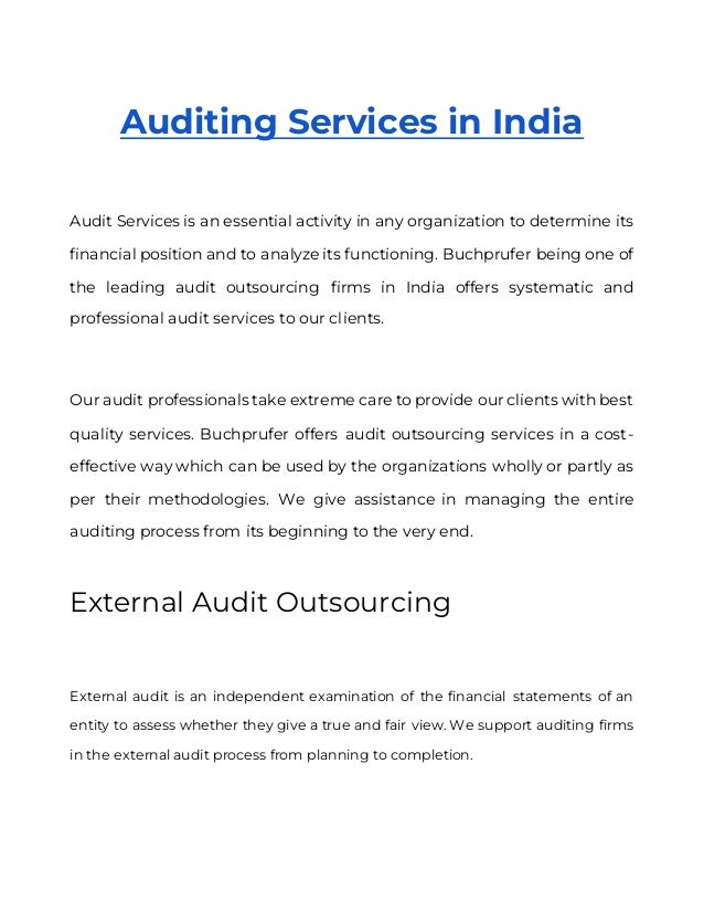 Auditing services in india | DOCX