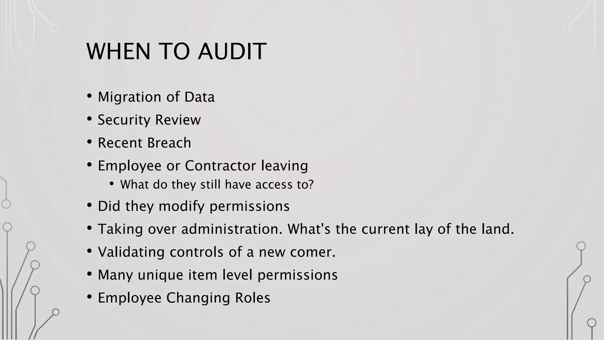Auditing SharePoint Permissions | PPTX | Operating Systems | Computer Software and Applications