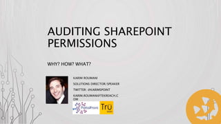 Auditing SharePoint Permissions | PPTX | Operating Systems | Computer Software and Applications
