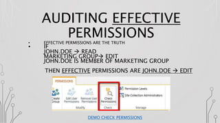 Auditing SharePoint Permissions | PPTX | Operating Systems | Computer Software and Applications