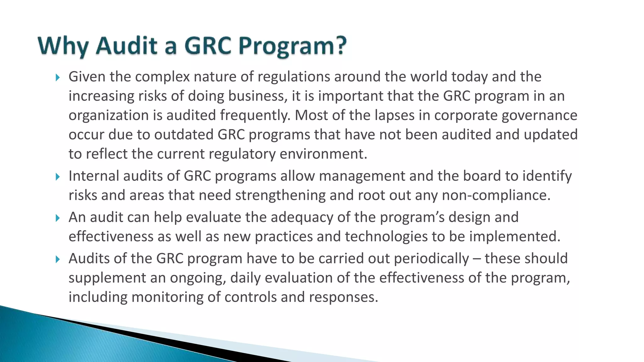 Auditing your grc programs | PPTX | Financial Regulation | Economy