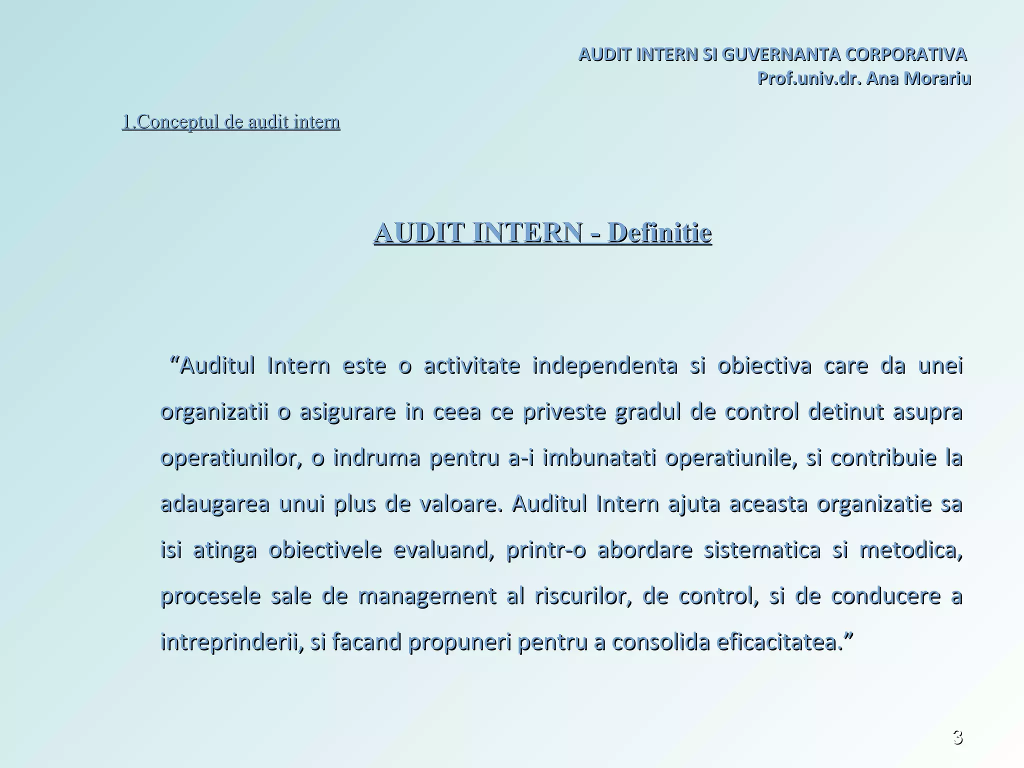 Audit intern si guvernanta corporativa | PPT