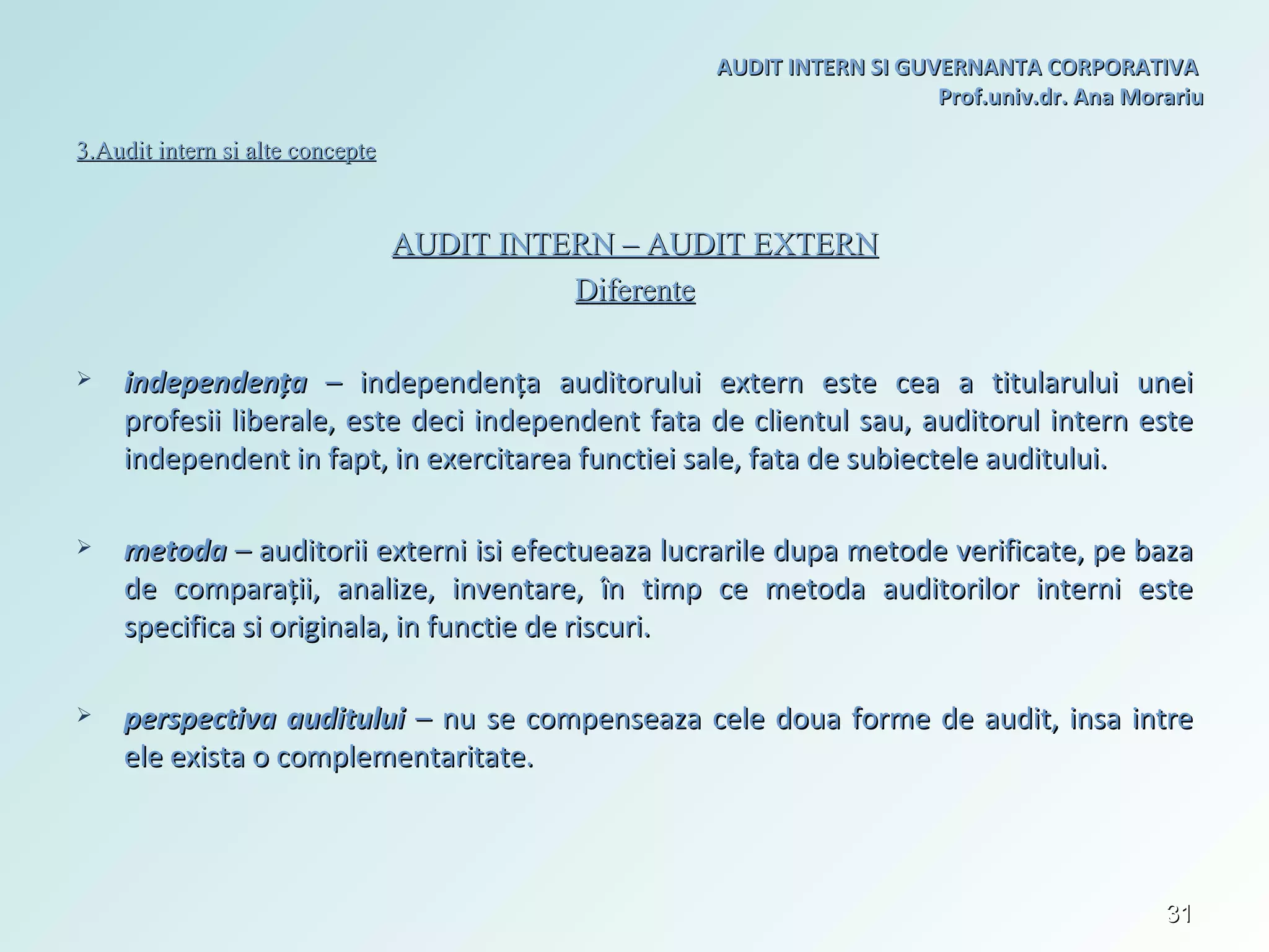 Audit intern si guvernanta corporativa | PPT