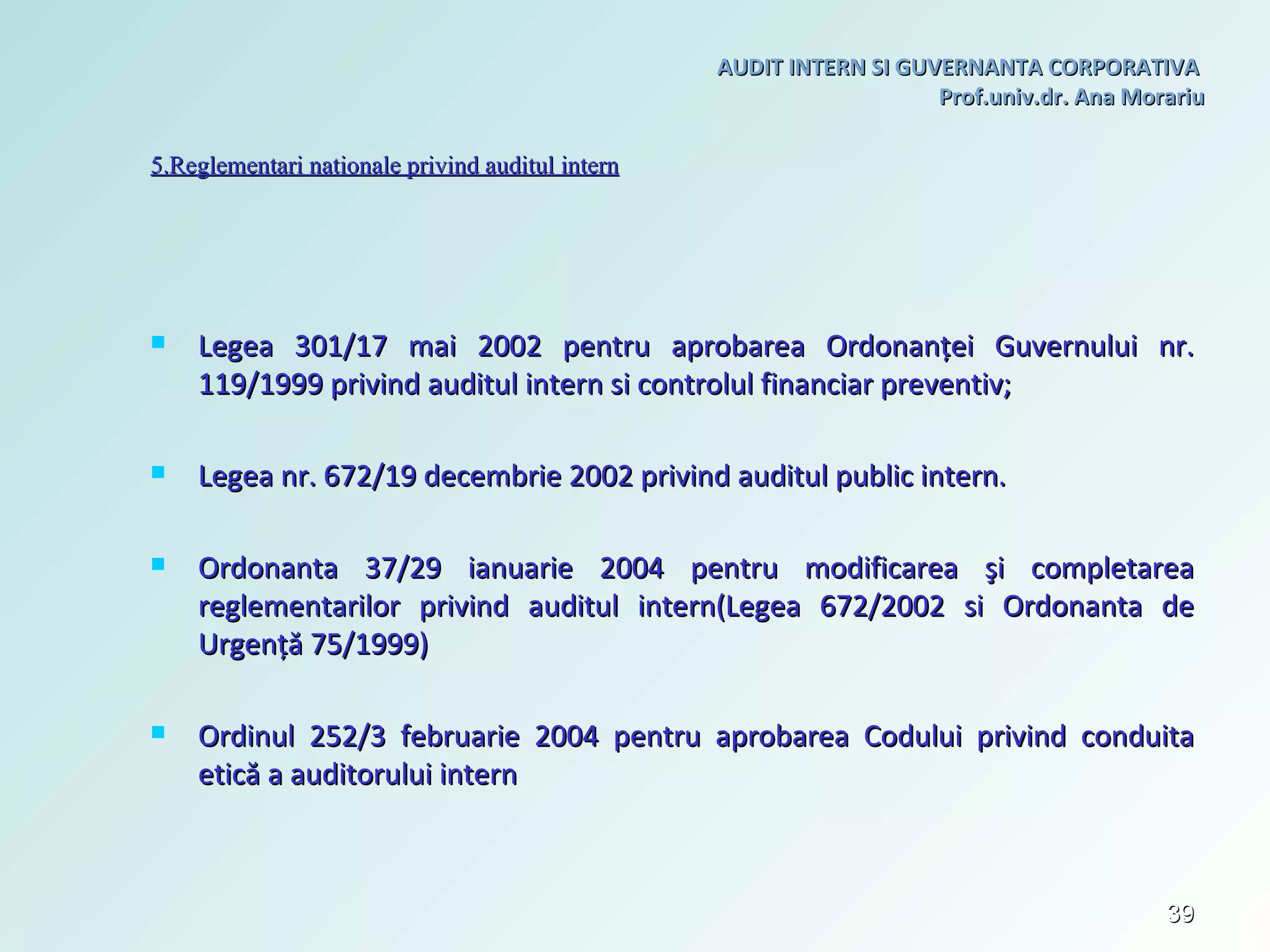 Audit intern si guvernanta corporativa | PPT