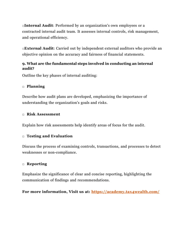 Audit Interview: Commonly Asked Questions & Expert Answers | Academy Tax4wealth | PDF