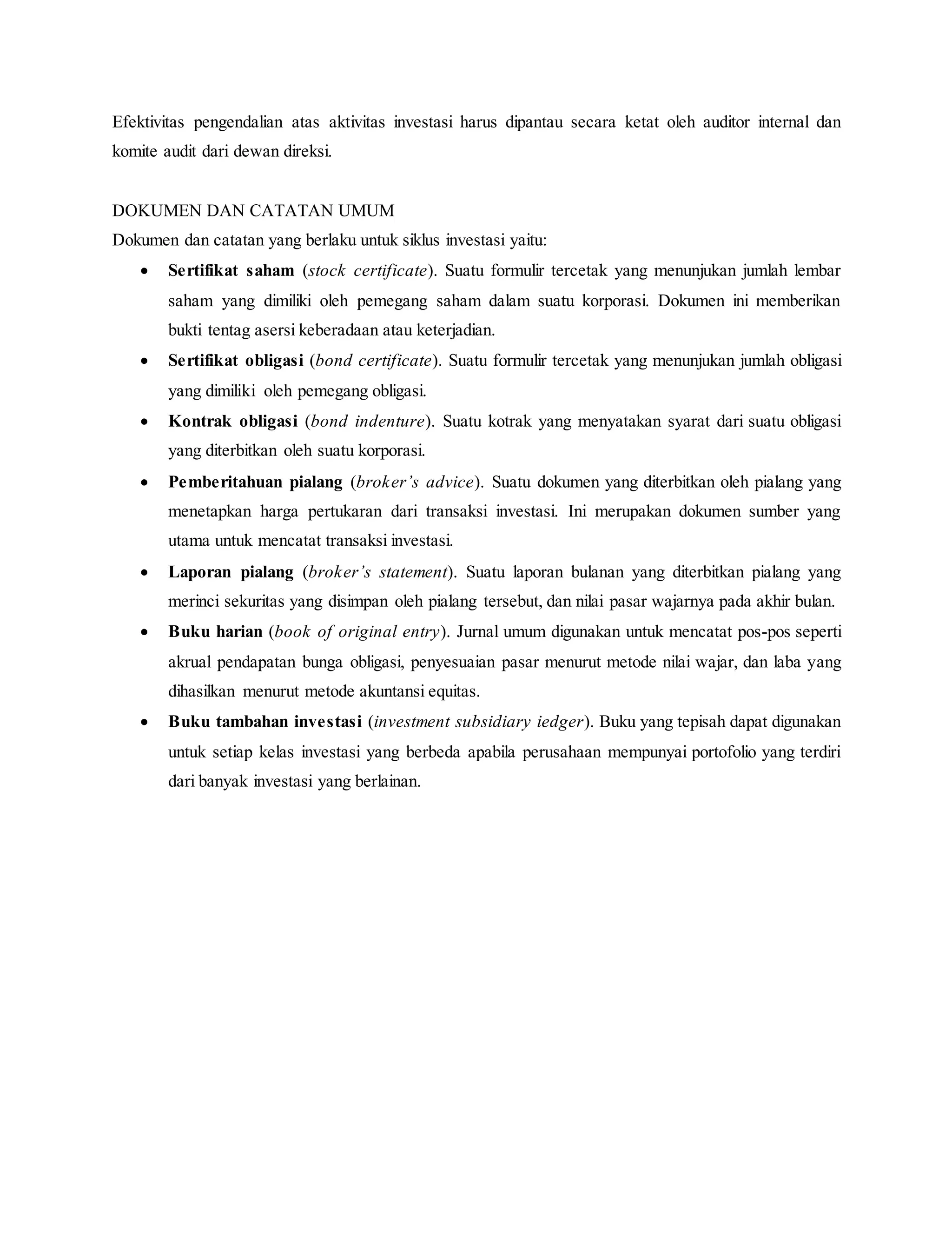 Audit investasi | DOCX