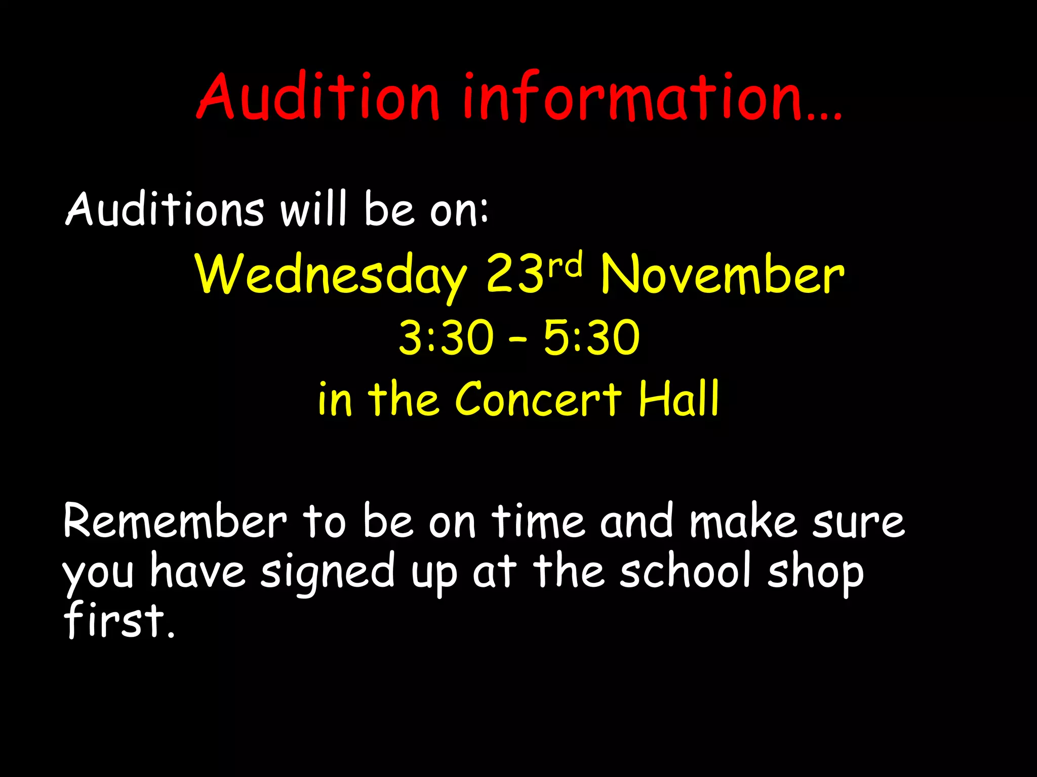 Audition PowerPoint | PPTX