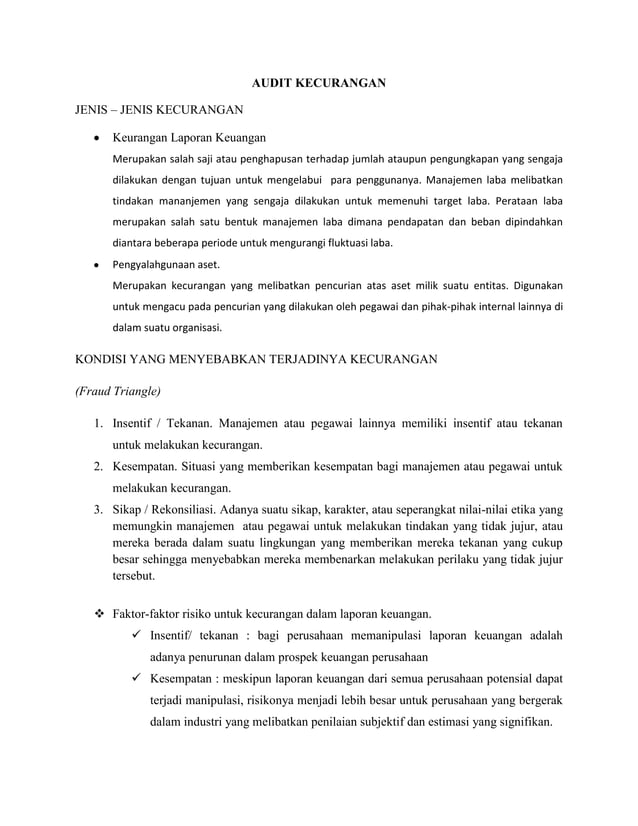 Audit kecurangan | DOCX