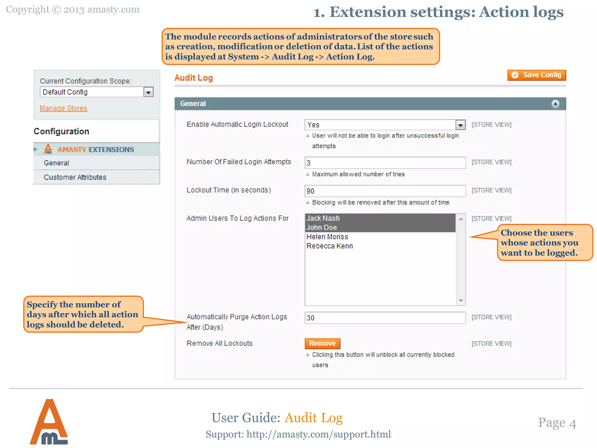 Admin Actions Log: Magento Extension by Amasty. User Guide. | PDF