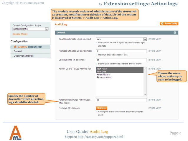 Admin Actions Log: Magento Extension by Amasty. User Guide. | PDF