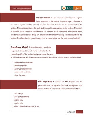 IDBI Intech - Audit Management Solution | PDF