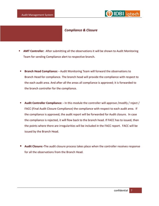 IDBI Intech - Audit Management Solution | PDF