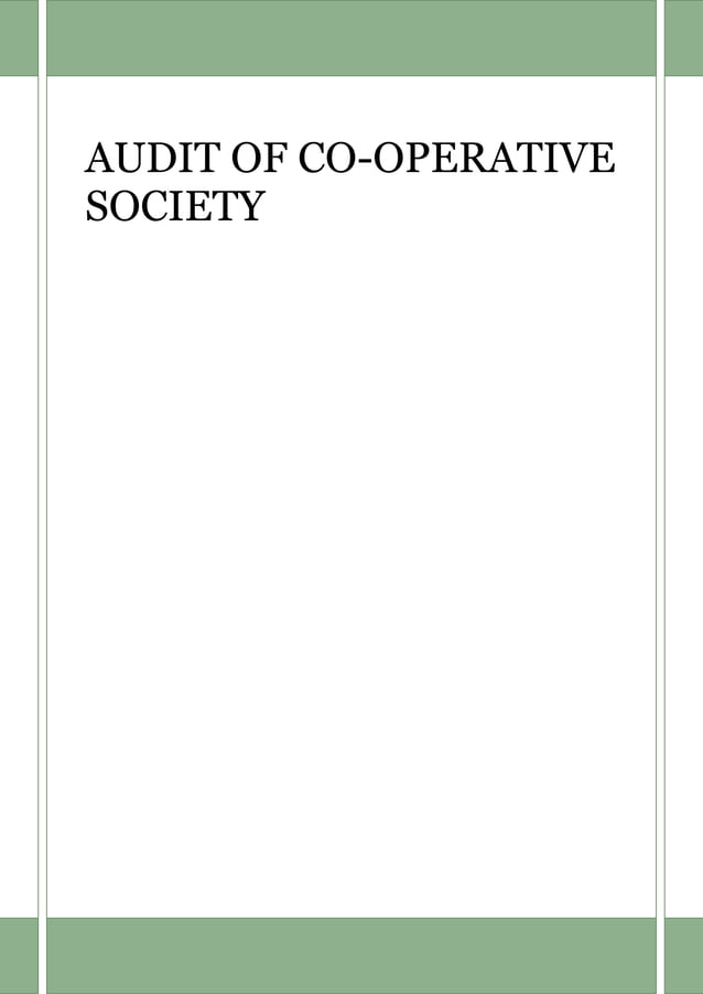 Audit of cooperative society | DOCX | Business | Business and Finance