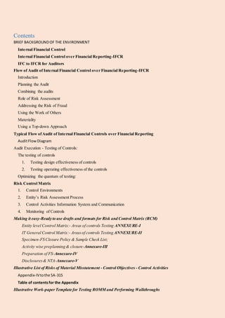 Audit of Internal Financial Control over Financial Reporting (IFCR) A ...